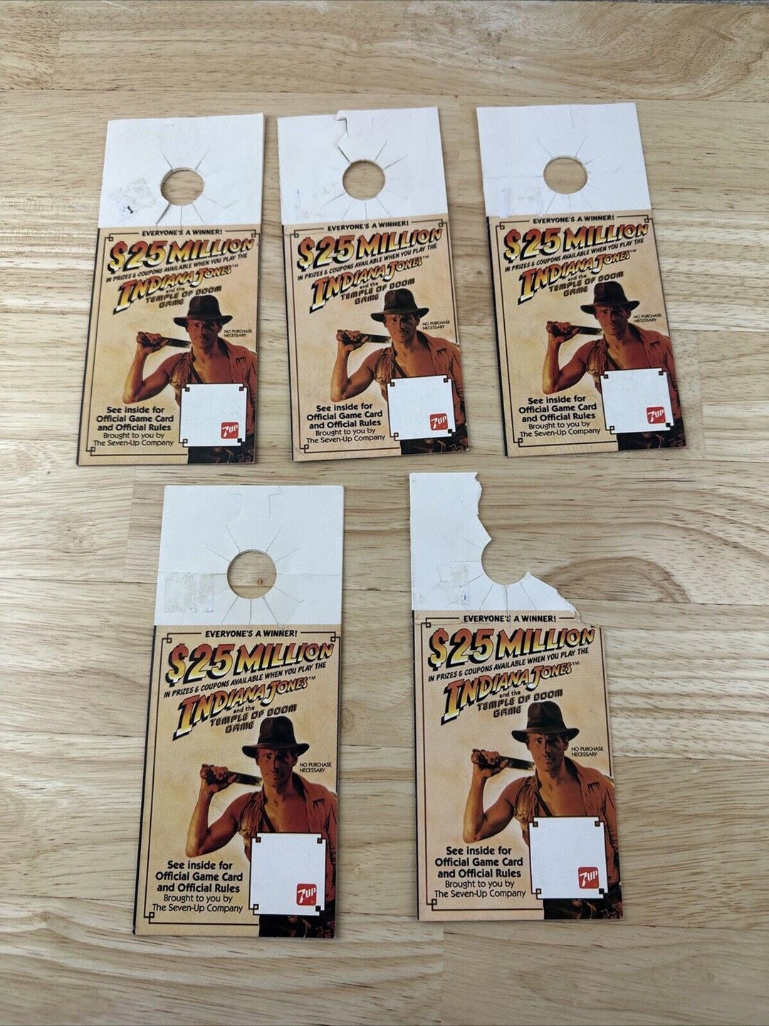 Indiana Jones Temple of Doom 7UP 25 Million Game Promo Hang Tag Promo ...