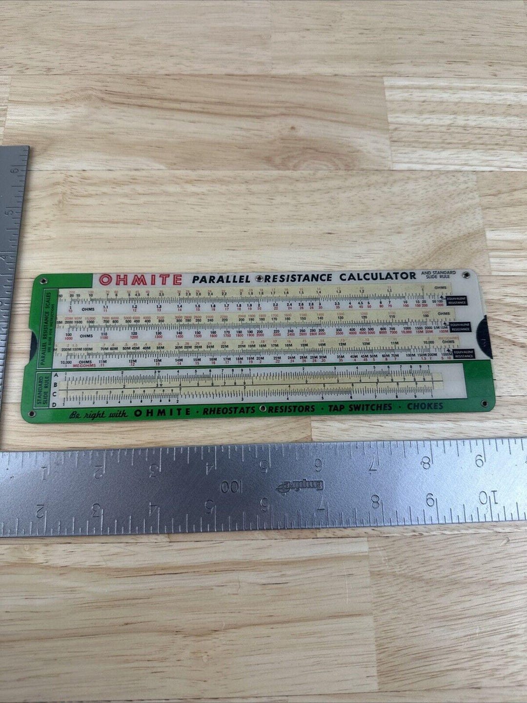 OHMITE Parallel Resistance & Ohms Law Calculator Slide Rule Vintage B5 ...