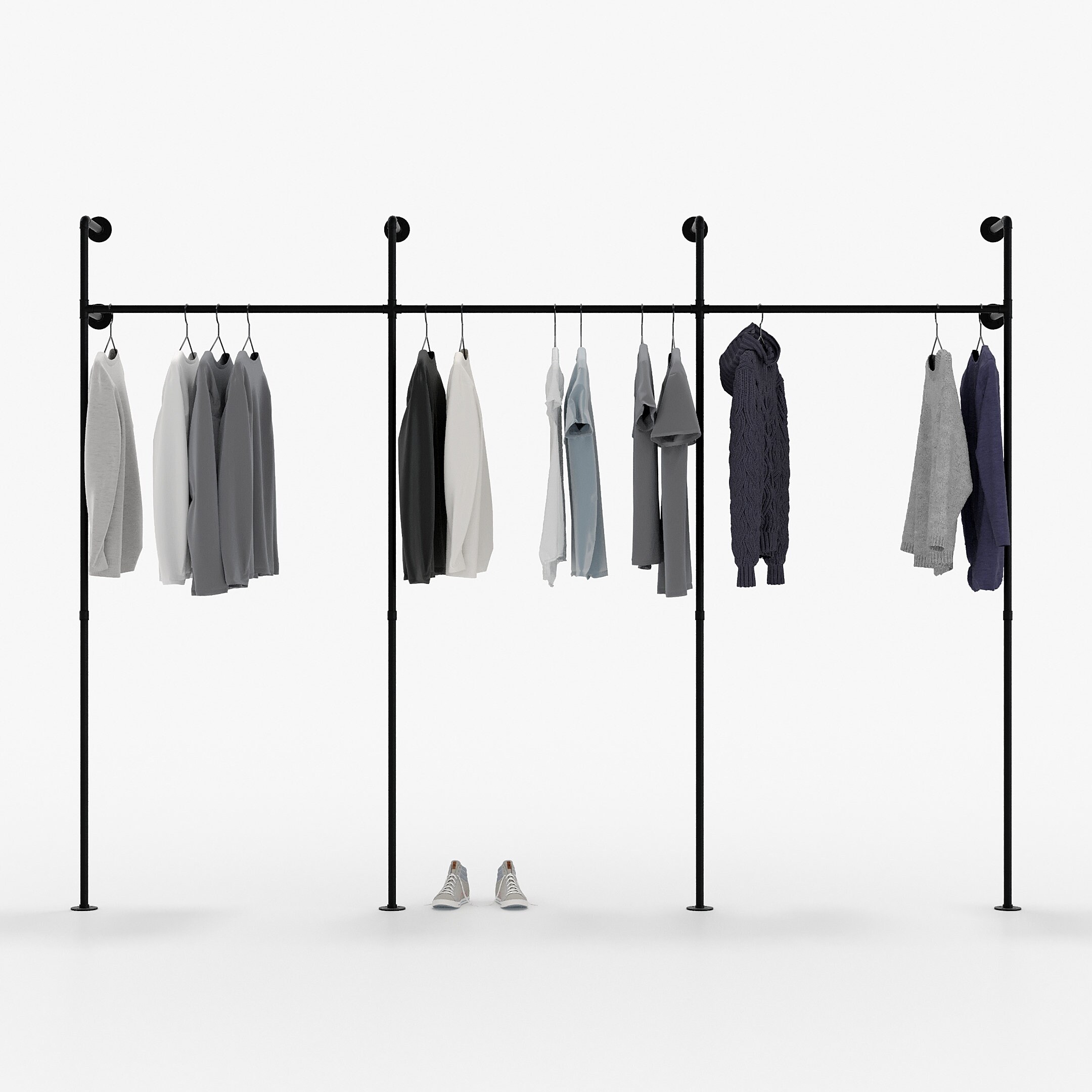 Wardrobe Made of Water Tubes Clothes Rail Black for Wall Mounting Open ...