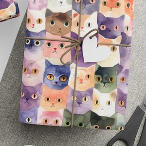Cute Cats Wrapping Paper, Cat Paper, Cats Lover Gifts, Cute Gift Wrap ...