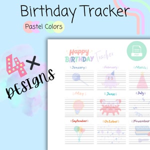 Classroom Birthday Tracker, Birthday Tracker Printable Template ...