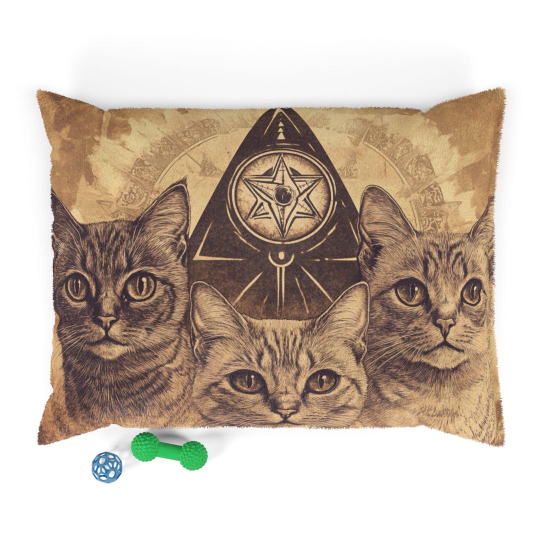 Vintage Illuminati Cat Art Pet Bed, Cozy Feline Pillow, Cat Lover Gift ...