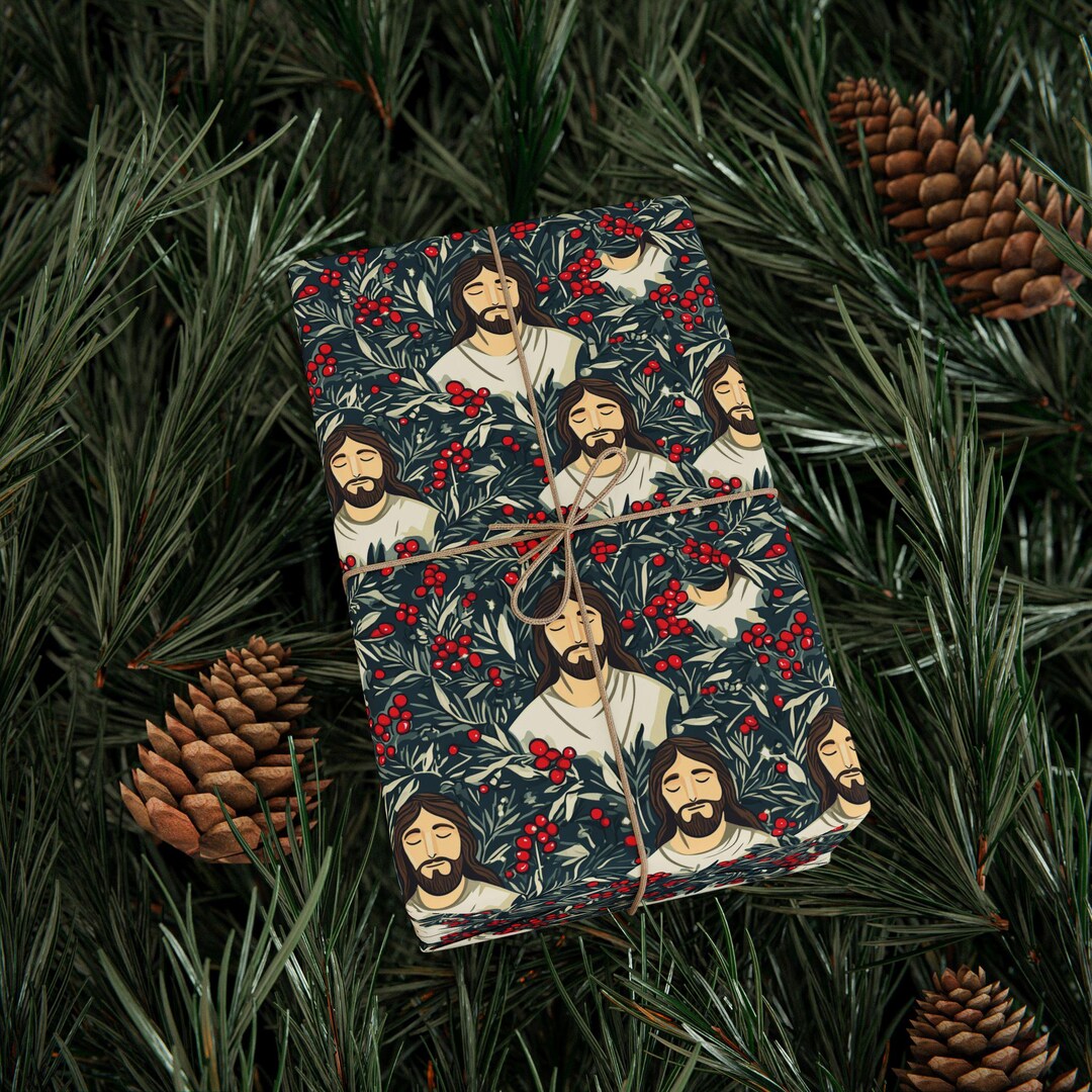 Jesus Wrapping Paper Christian Holiday Gift Wrap, Christmas & Birthday ...