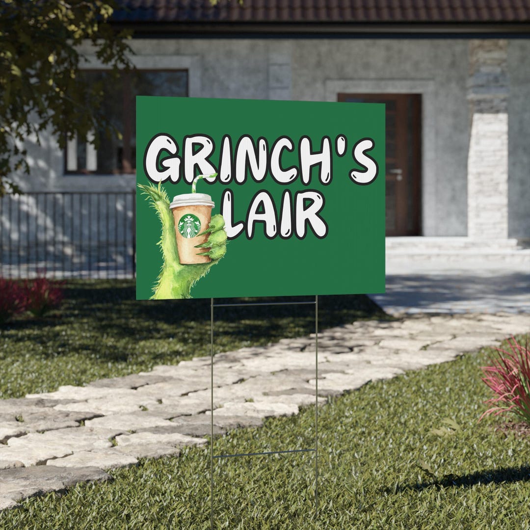 Coffee Lovers Grinch's Lair Yard Sign for Holiday Decor, Christmas ...