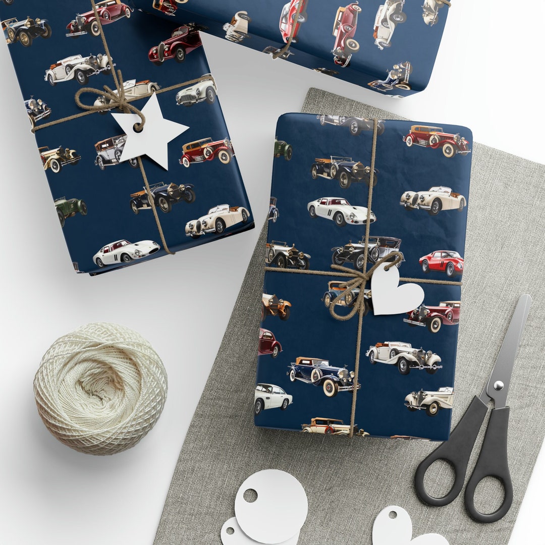Vintage Luxury Cars Wrapping Paper, Valentine's Wrapping Paper, Men ...