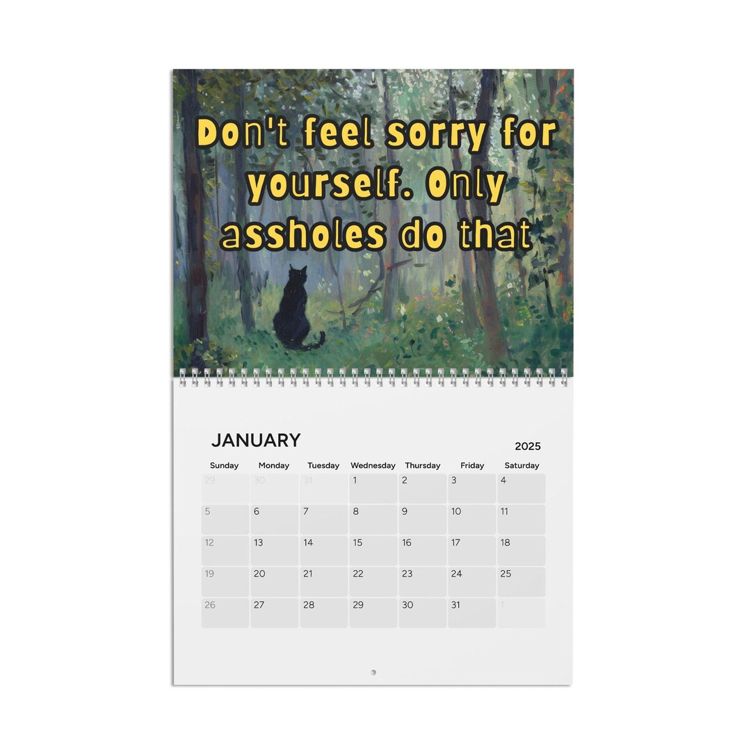 Cat Quotes Calendar 2025 Whimsical Cat Lover Gift, Motivational Wall ...