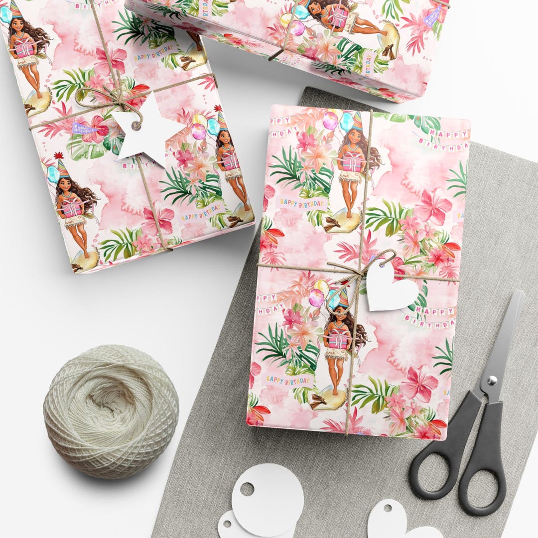 Moana Inspired Gift Wrap Papers for All Occasions, Birthday Wrapping ...