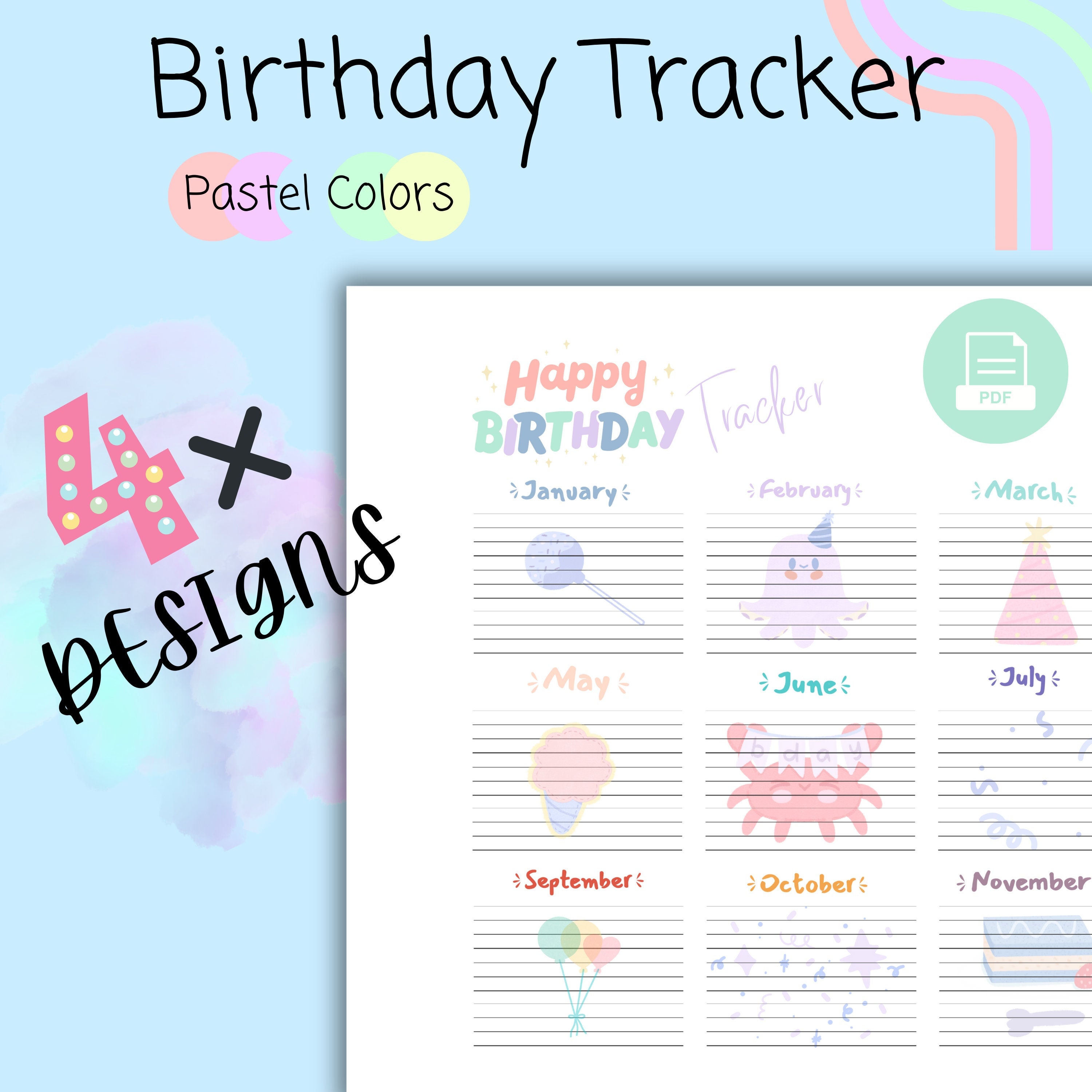 Classroom Birthday Tracker, Birthday Tracker Printable Template ...
