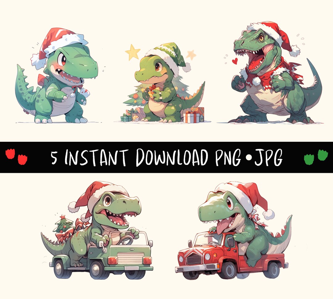Christmas Dinosaur Clipart, Dinosaur Clipart, T-rex Clipart, PNG ...