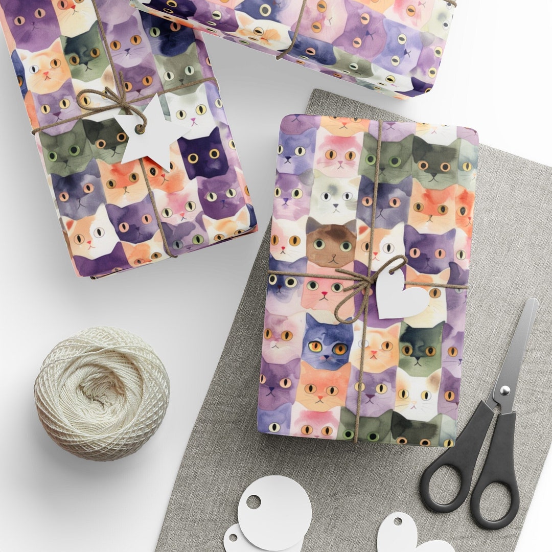 Cute Cats Wrapping Paper, Cat Paper, Cats Lover Gifts, Cute Gift Wrap ...