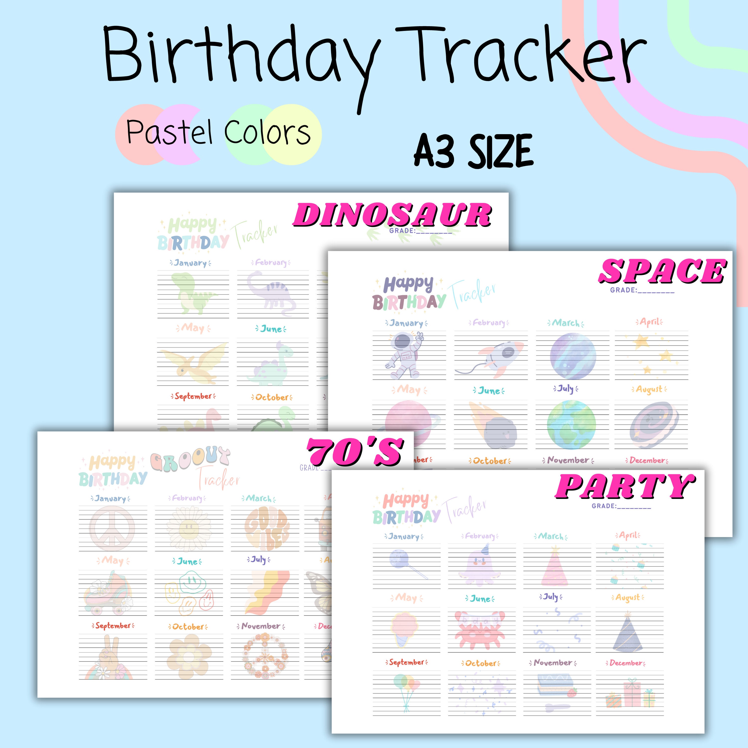 Classroom Birthday Tracker, Birthday Tracker Printable Template ...