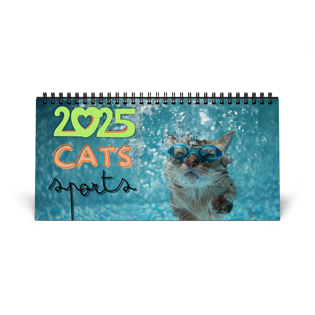 Cat Doing Sports Desk Calendar 2025 Grid, Cat Calendar, Cat Sports, Cat ...