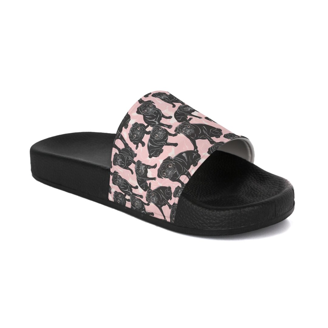 Cute Pug Pattern Slide Sandals for Women, Summer Footwear, Beach Slides ...