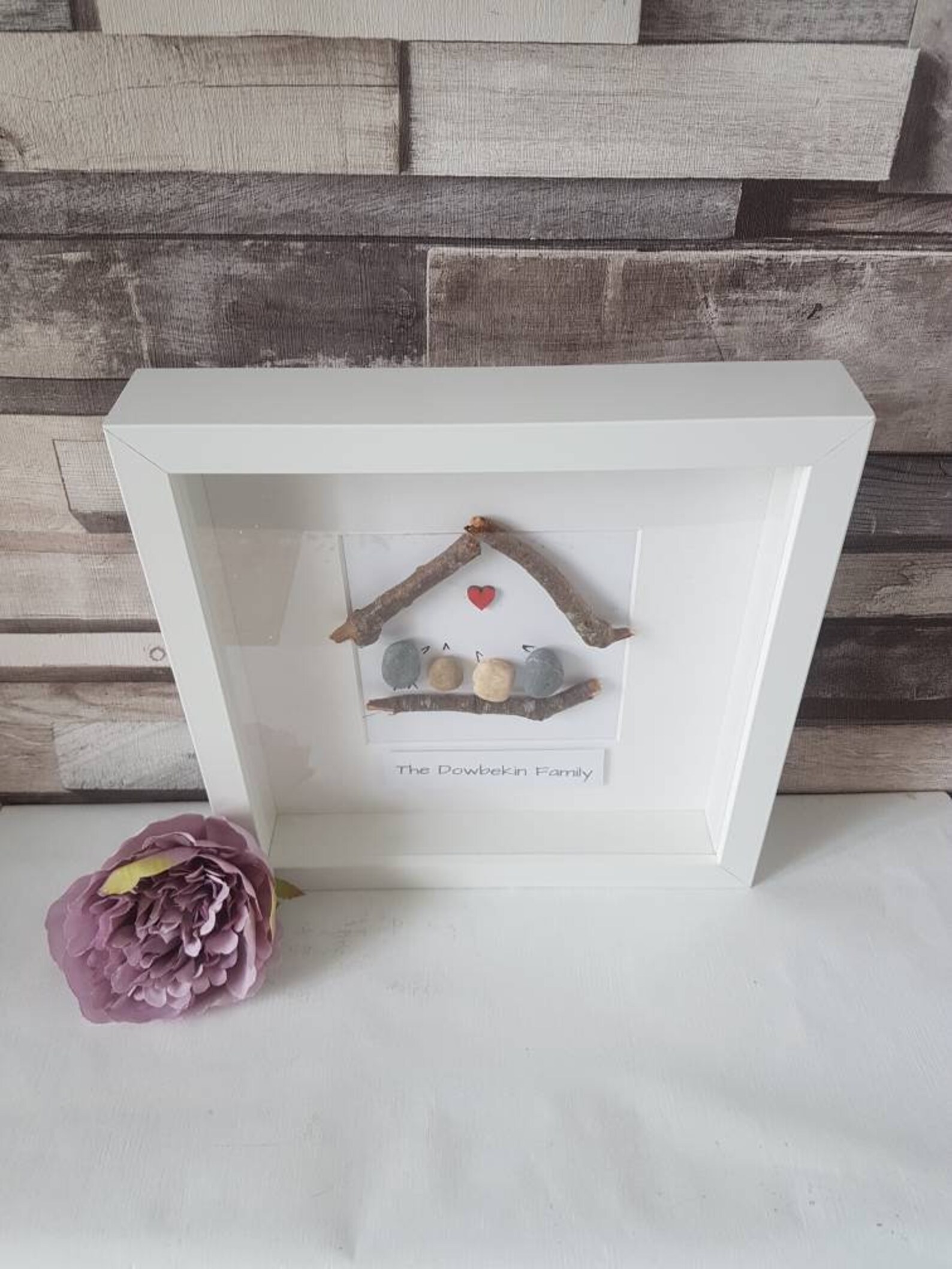 Family Personalised Pebble Frame, Family Gift, New Home Gift, 3d Box ...
