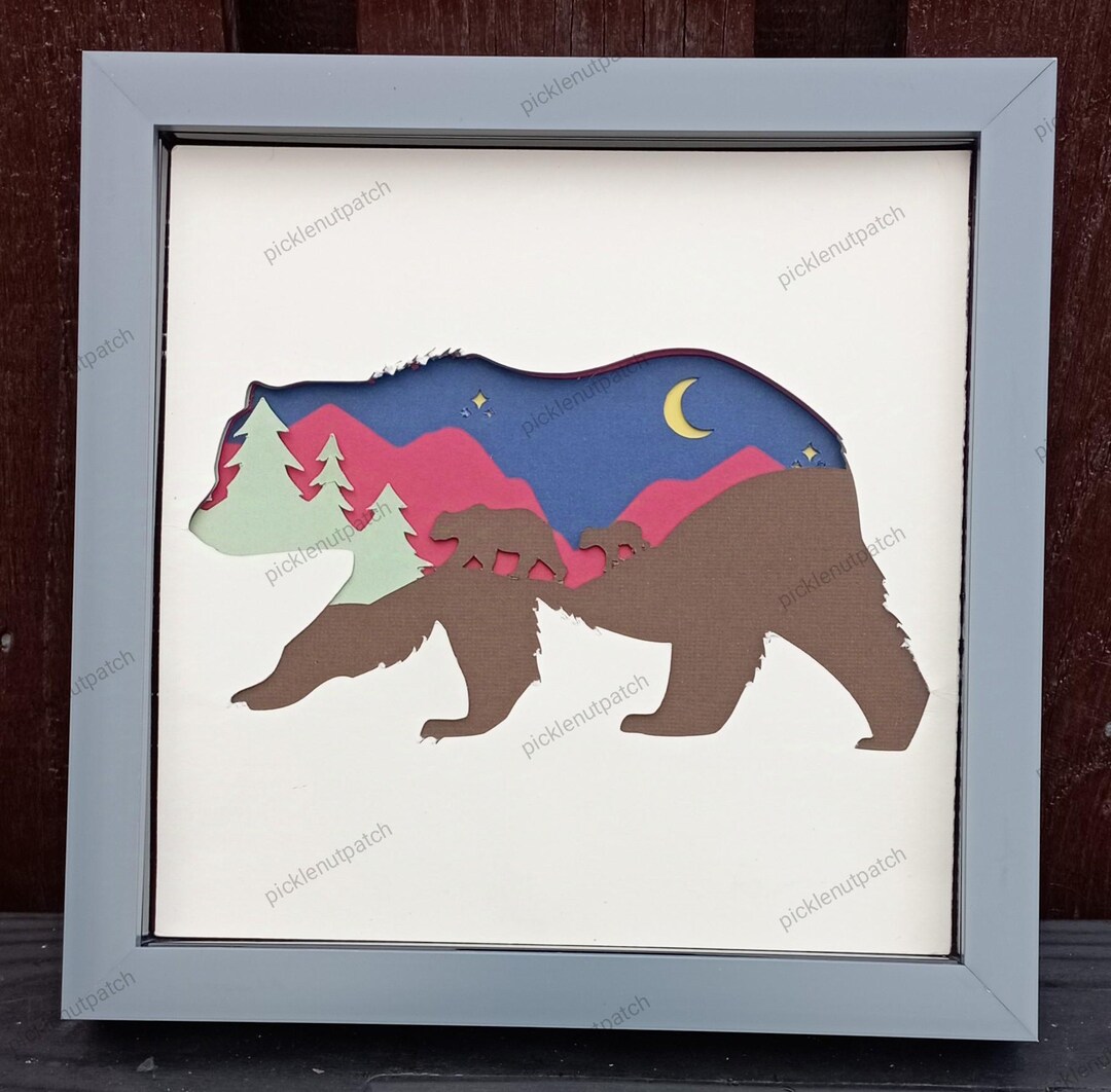 Bear 3d Layered Shadow Box Frame, Boys Bedroom Wall Decor, Forest Theme ...