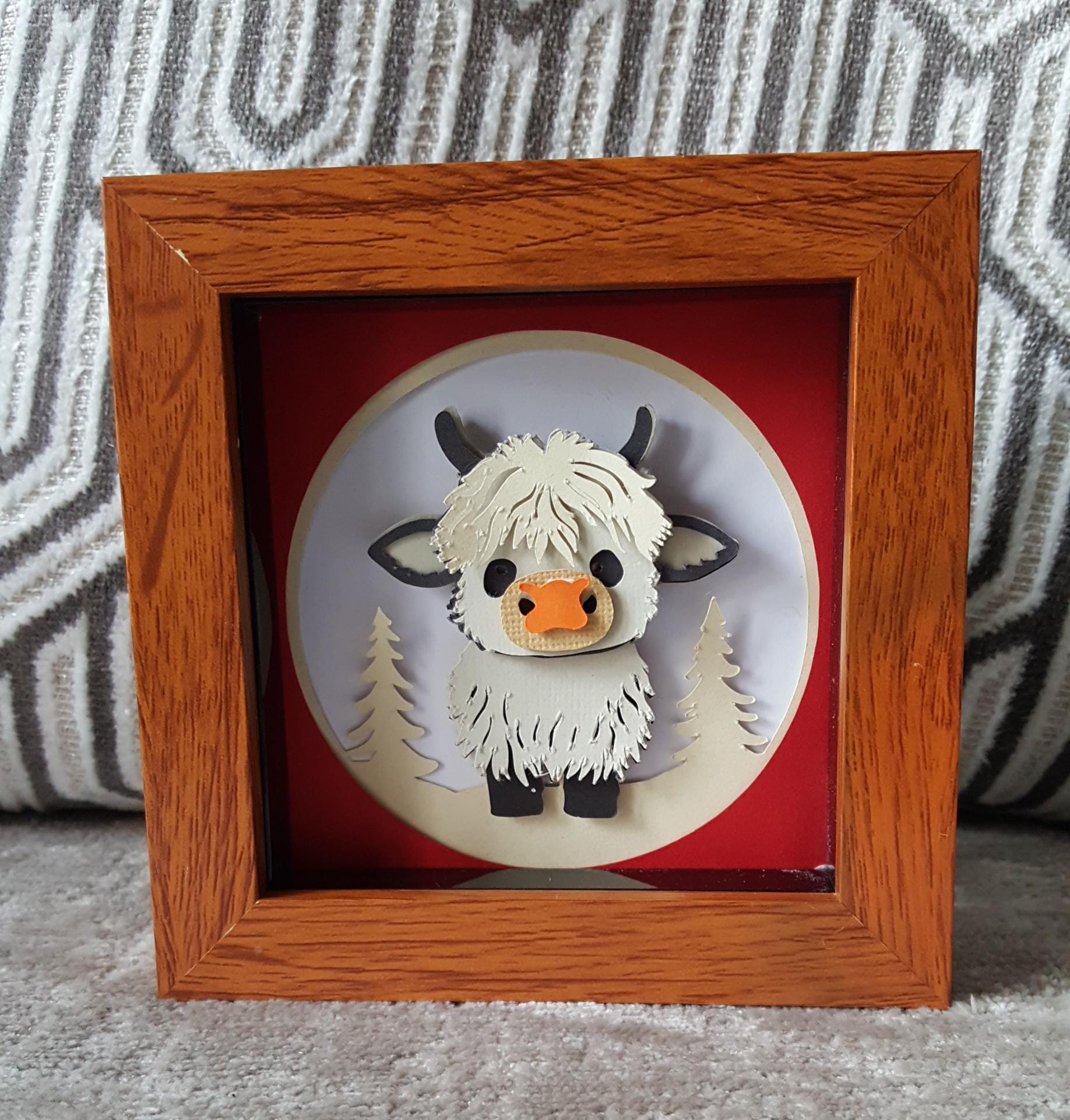 Highland Cow Layered Shadow Box Frame, 3d Bedroom Wall Decor, Cat Theme ...