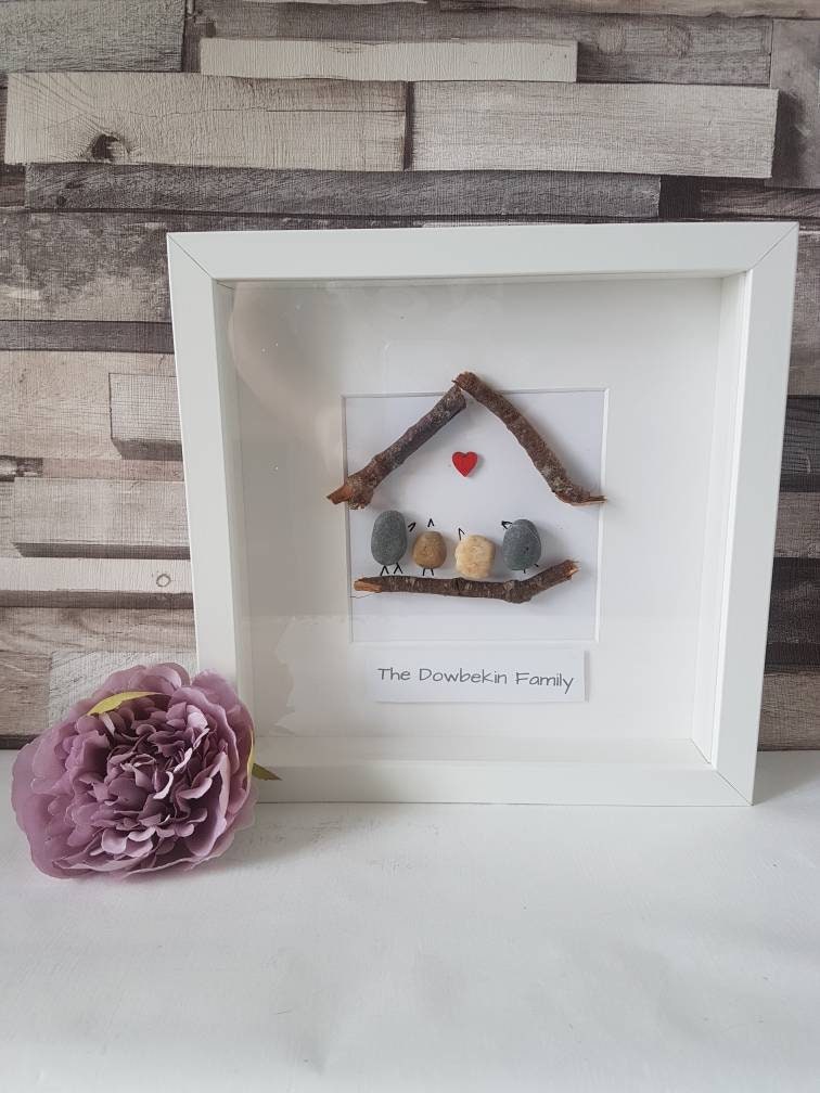 Family Personalised Pebble Frame, Family Gift, New Home Gift, 3d Box ...