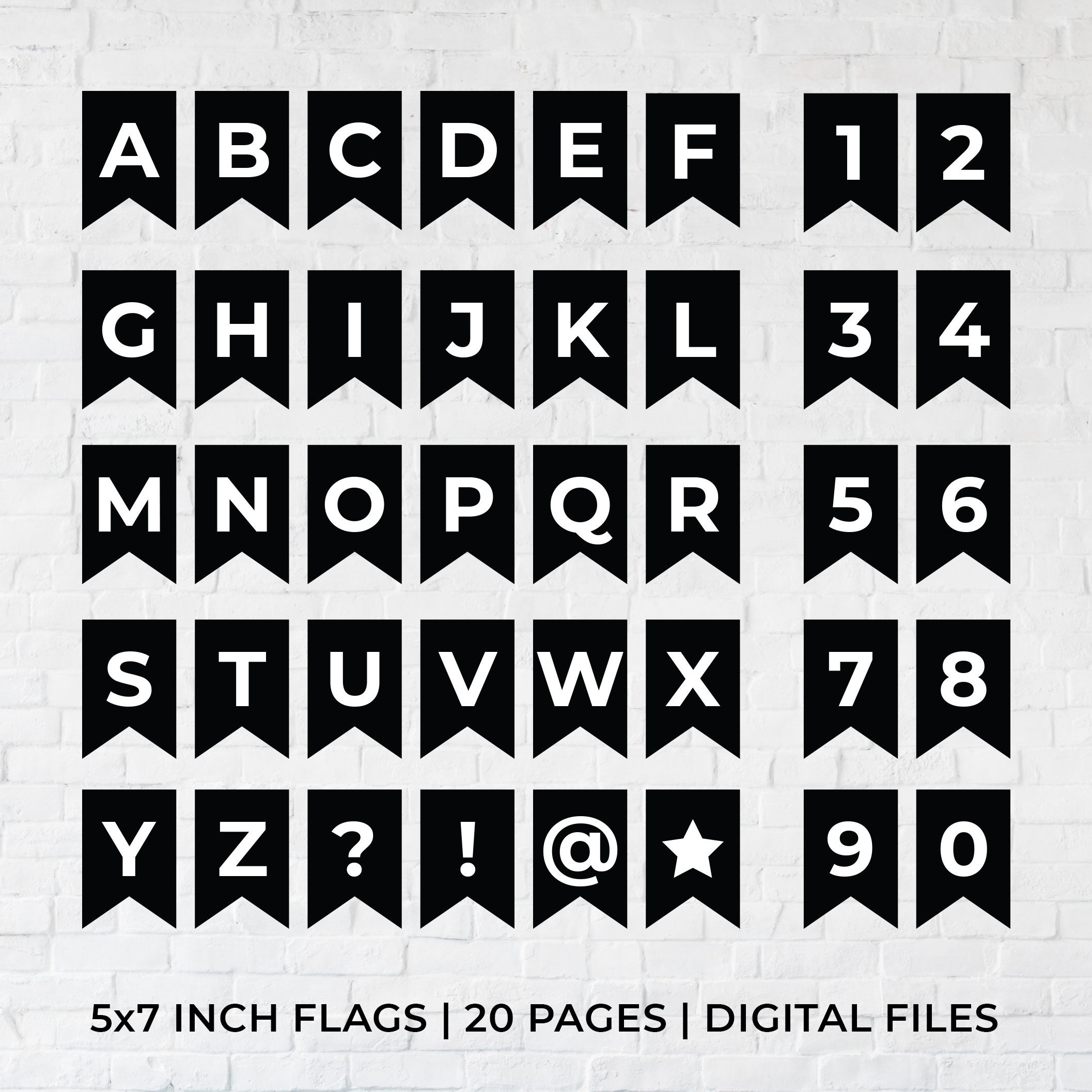 Custom Hanging Banner, Full Alphabet and Numbers, Printable Banner ...