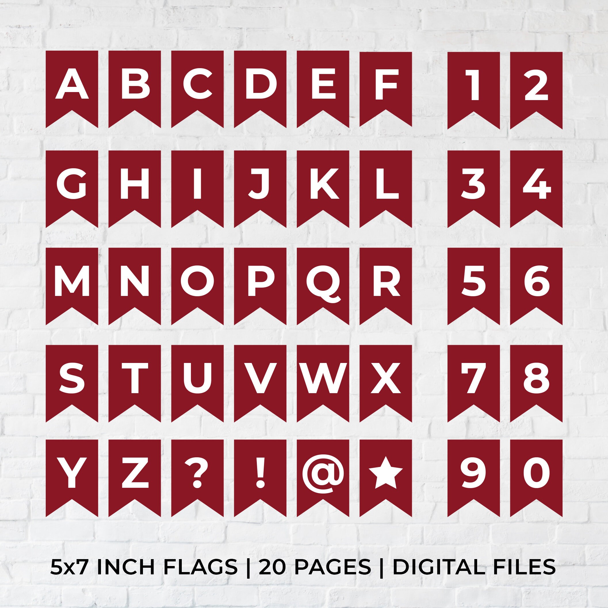 Custom Hanging Banner, Full Alphabet and Numbers, Printable Banner ...