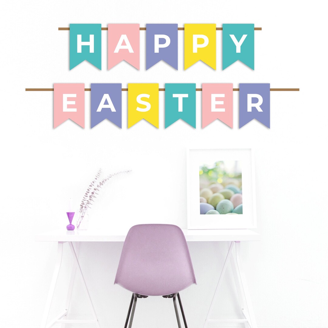 Happy Easter Banner, Printable Banner, Party, Favors, Digital Banner ...