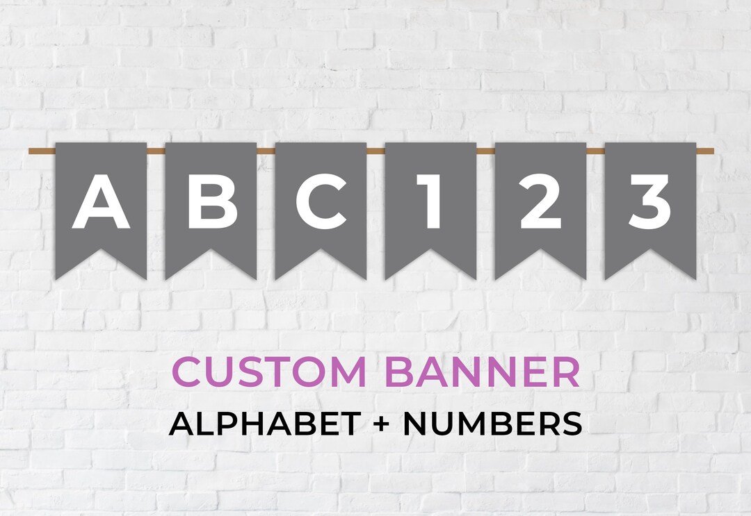 Custom Hanging Banner, Full Alphabet and Numbers, Printable Banner ...