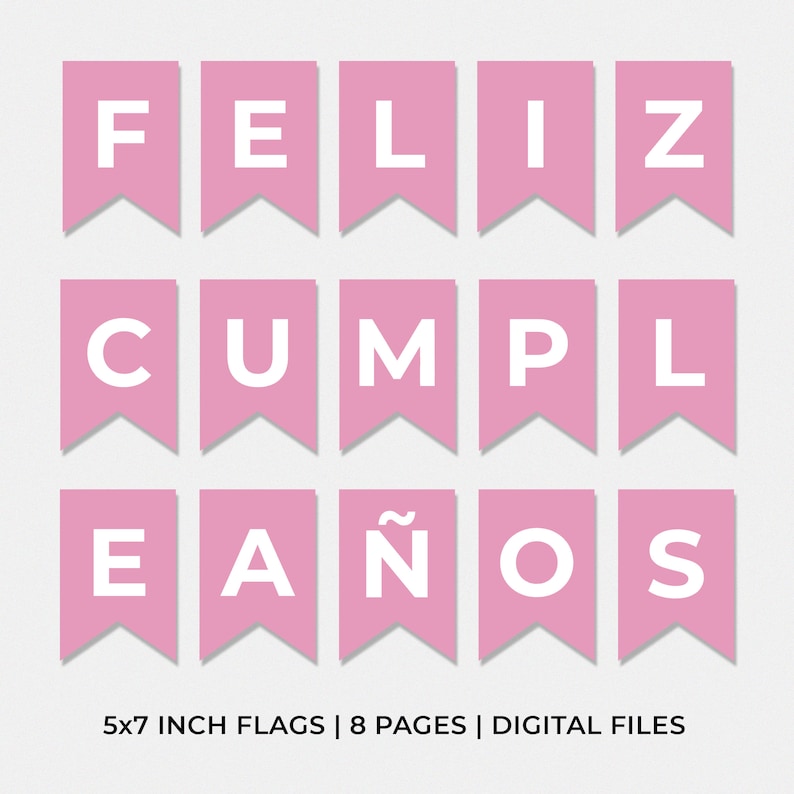 Feliz Cumpleanos Banner, Printable Banner, Party, Favors, Digital Banner, Pink - Etsy