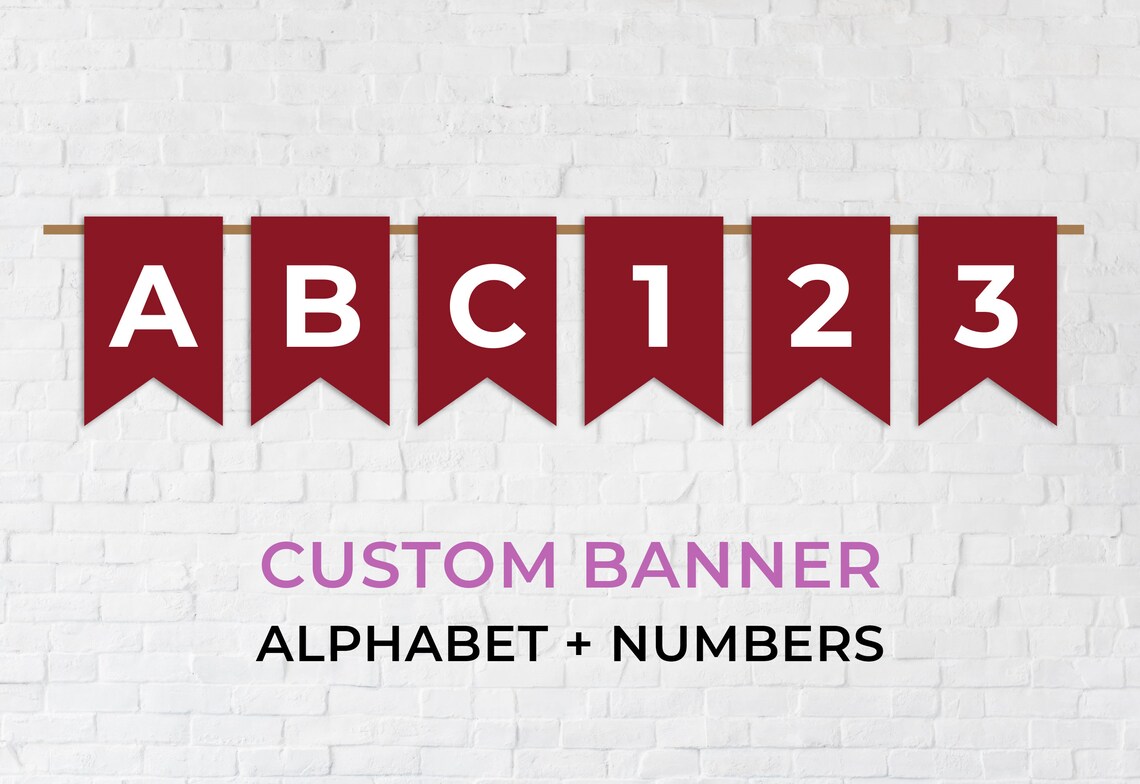Custom Hanging Banner Full Alphabet and Numbers Printable | Etsy