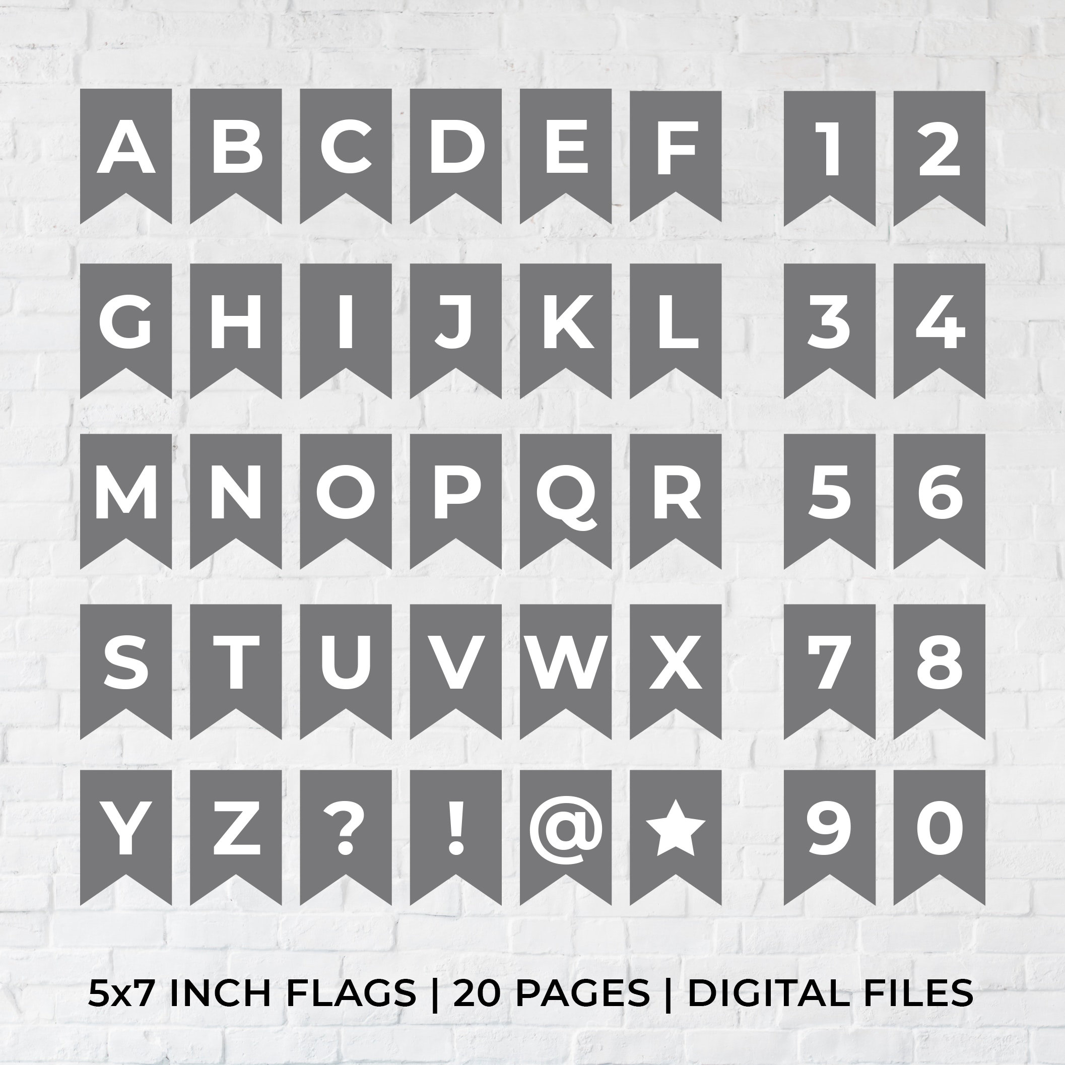Custom Hanging Banner, Full Alphabet and Numbers, Printable Banner ...