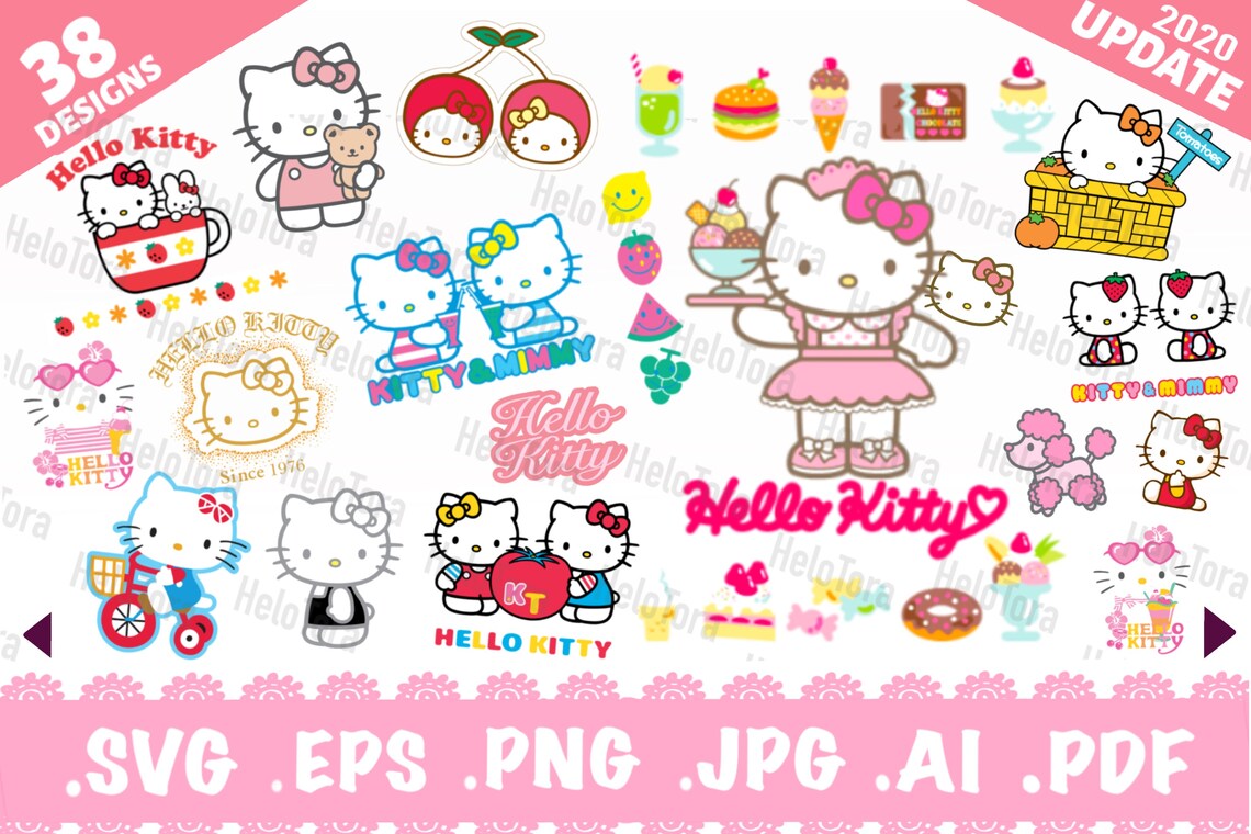Hello Kitty SVG Bundle Cricut VectorCut FilesClipart | Etsy