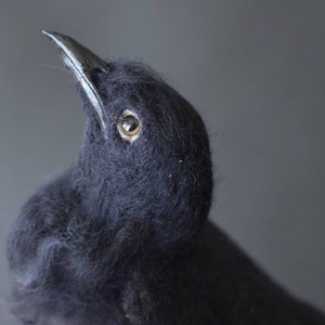 Realistic Crow, Black Raven Life Sized Textile Bird Sculpture, Needle ...