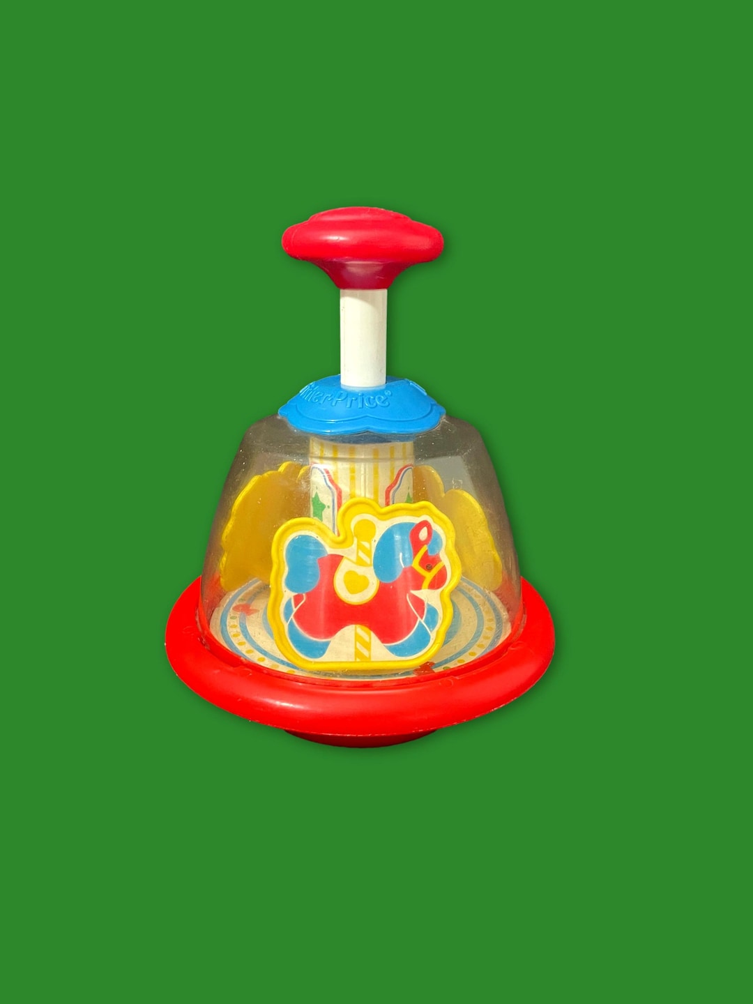 80s Fisher Price Spinning Top Toy – Carousel With Bell, Primary Colors ...