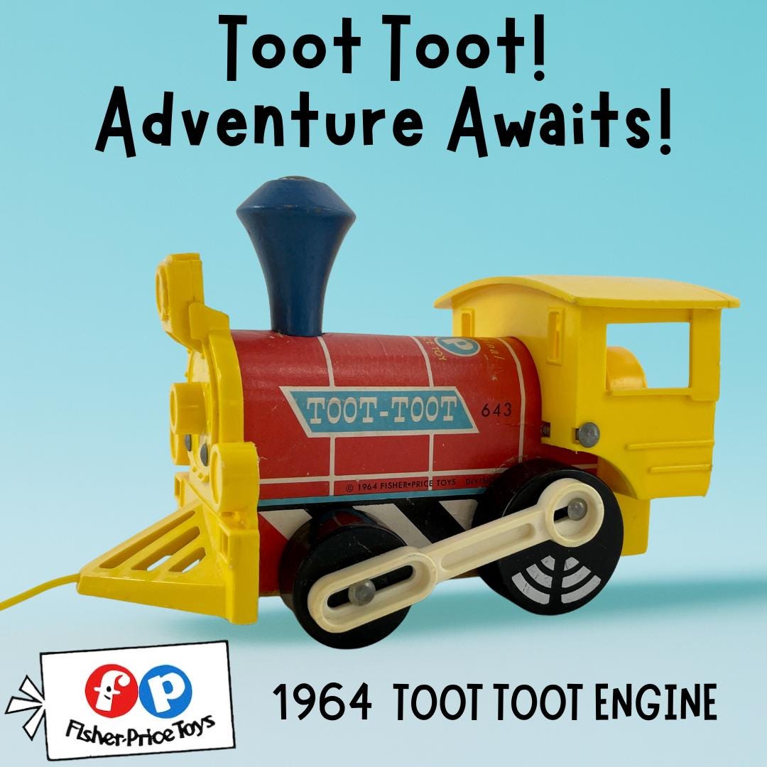 Fisher-price Toot-toot Engine #643 – 1964 Wooden Pull Toy Train ...