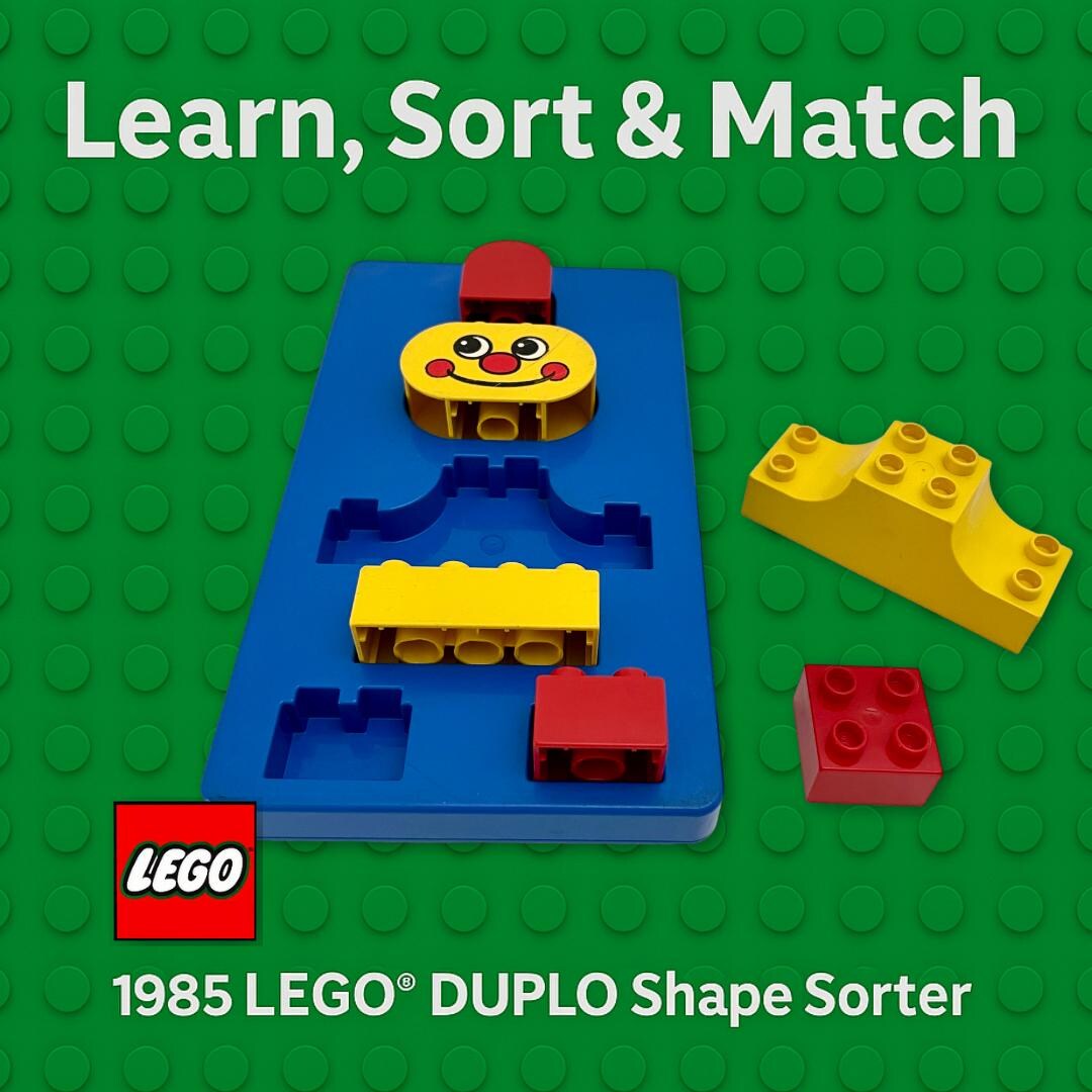 1985 LEGO Duplo SHAPE SORTER / Clown Face Base Plate & Bricks Puzzle ...