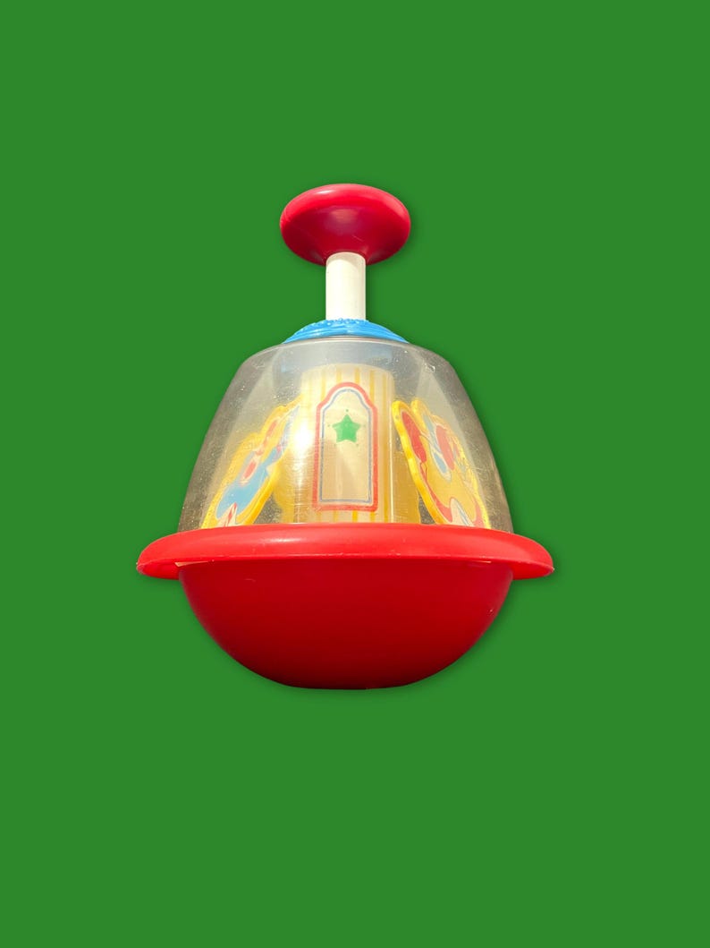 80s Fisher Price Spinning Top Toy – Carousel With Bell, Primary Colors ...