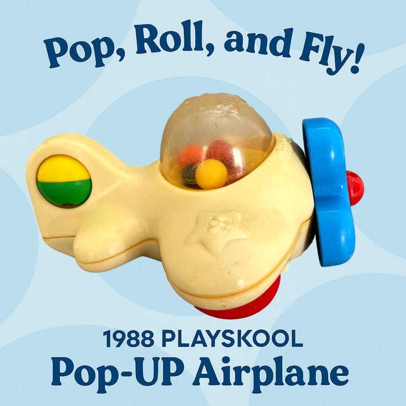 1988 Playskool Pop-up Airplane – Rolling Push Toy With Bouncing Balls ...
