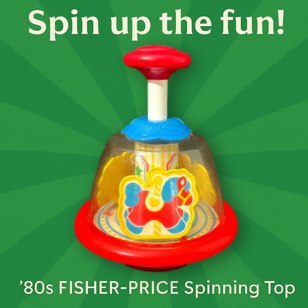 80s Fisher Price Spinning Top Toy – Carousel With Bell, Primary Colors ...
