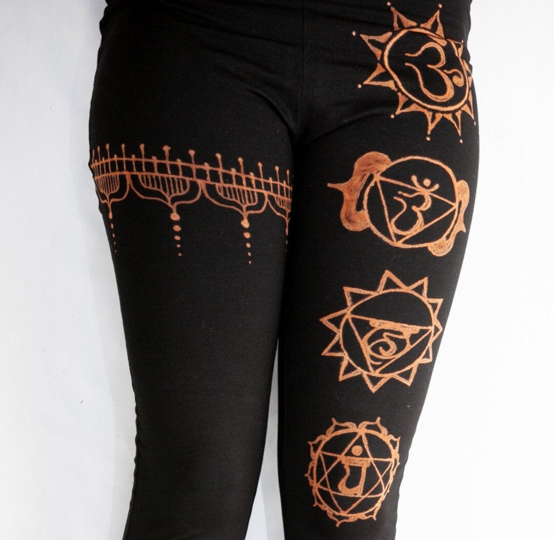 Hand-drawn Bleach-art Leggings. "chakra" Design. Hippy Yoga Festival ...