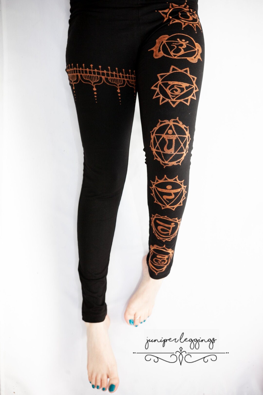 Hand-drawn Bleach-art Leggings. "chakra" Design. Hippy Yoga Festival ...