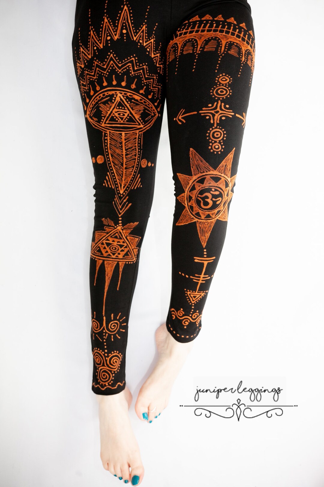 Hand-drawn Bleach-art Leggings. "nirvana" Design. Hippy Yoga Festival ...