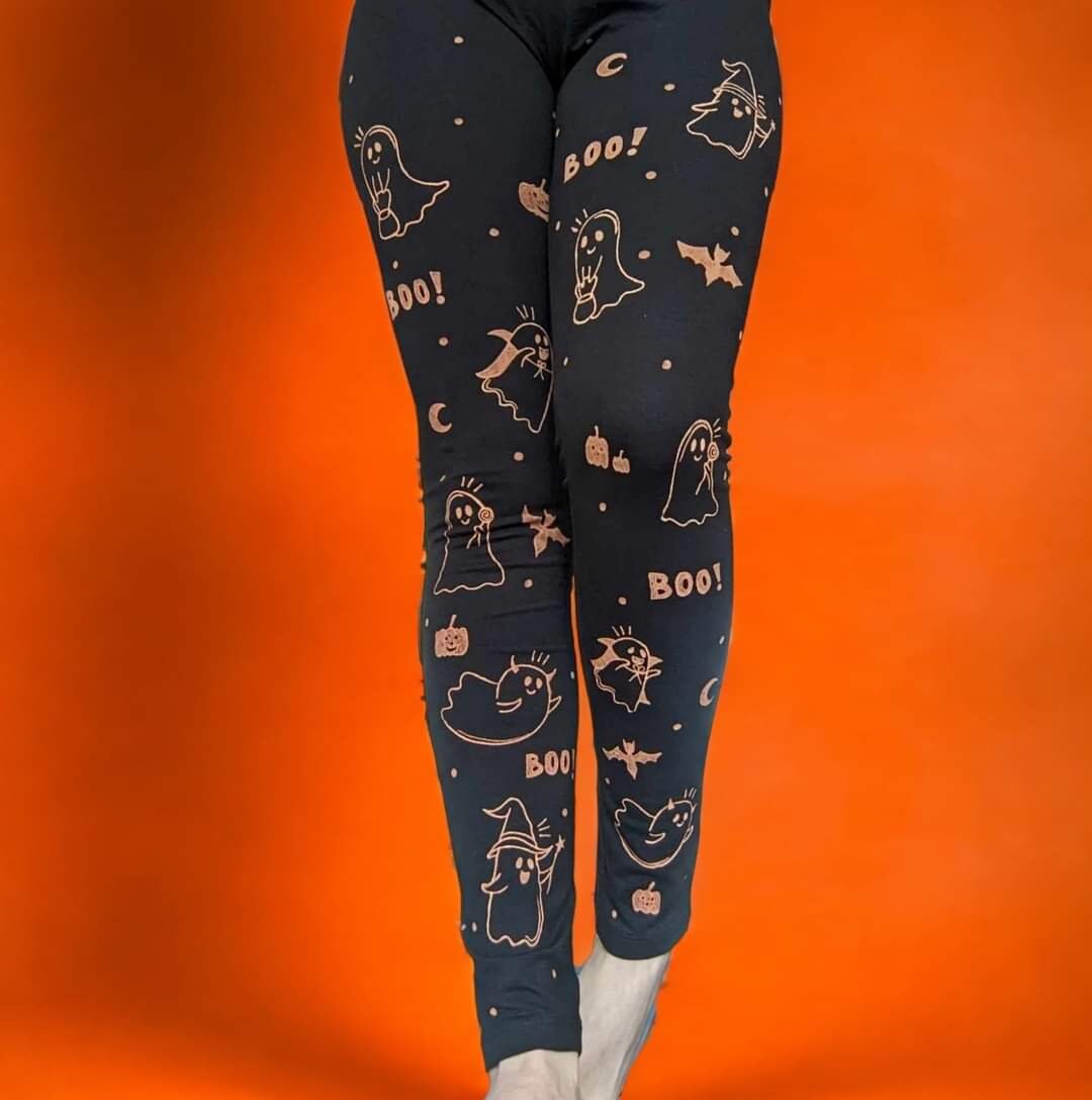 Hand-drawn Bleach-art Leggings. "boo" Design. Hippy Yoga Festival Goth ...