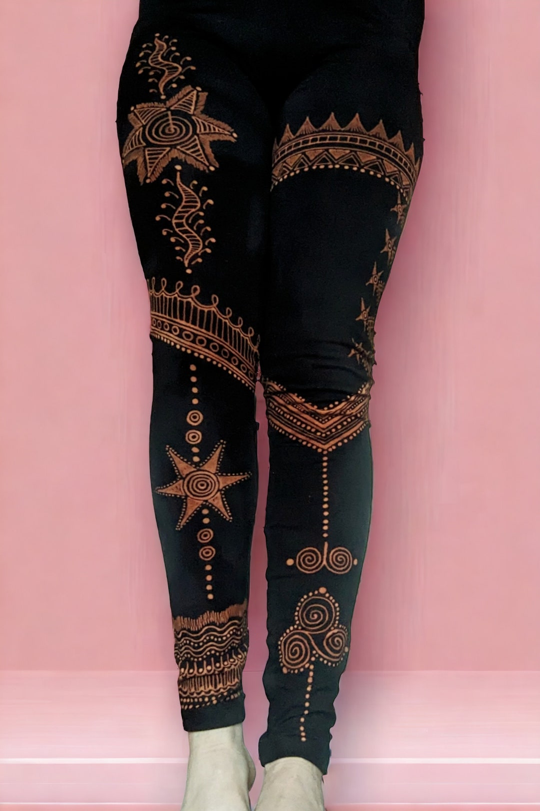Hand-drawn Bleach Art Leggings, Hippy Yoga Pants - Etsy