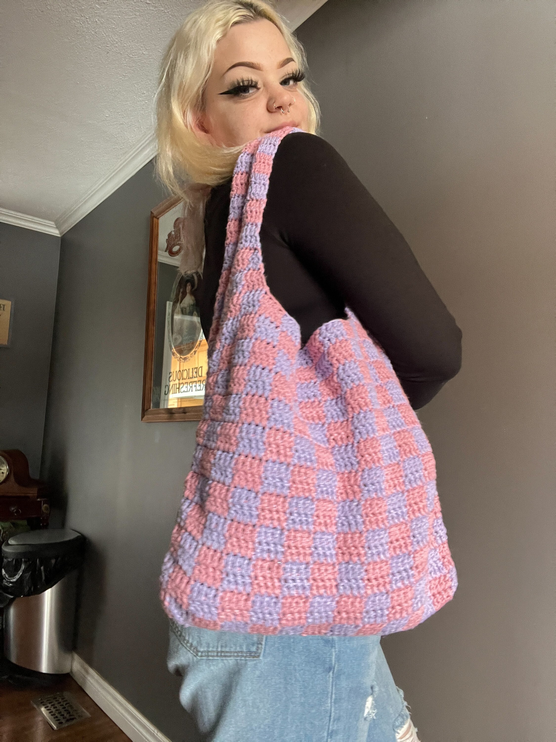 Checkered Tote Bags - Etsy