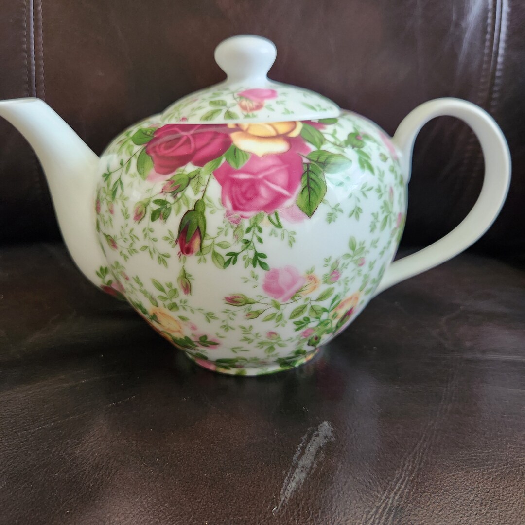 Country Rose Chintz Teapot With Lid - Etsy