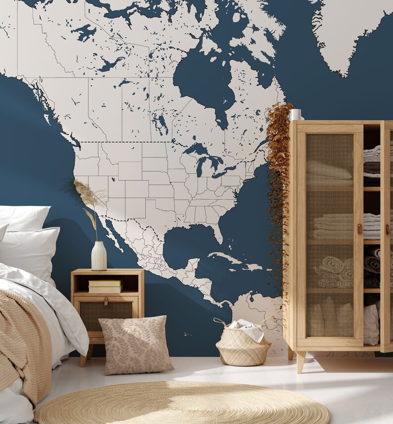 US Wall Map Decal / Wallpaper Large Map / Removable Peel and - Etsy
