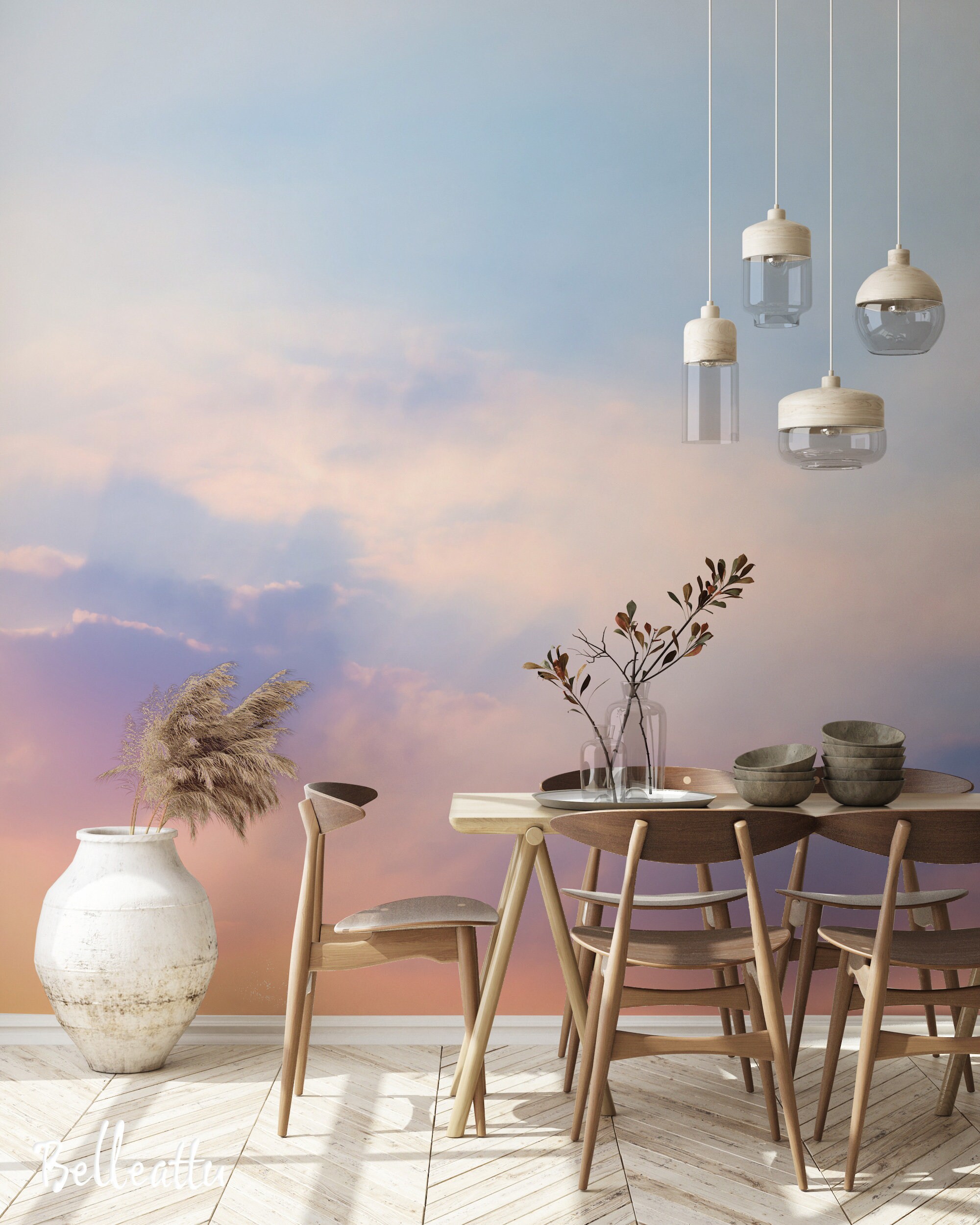 Coral And Blue Colored Wallpaper