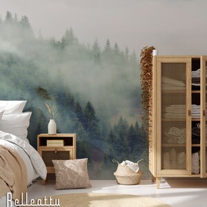 Woodland Mist Forest Landscape Wall Mural / Peel and Stick Self ...