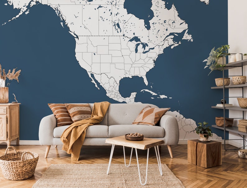 US Wall Map Decal / Wallpaper Large Map / Removable Peel and - Etsy