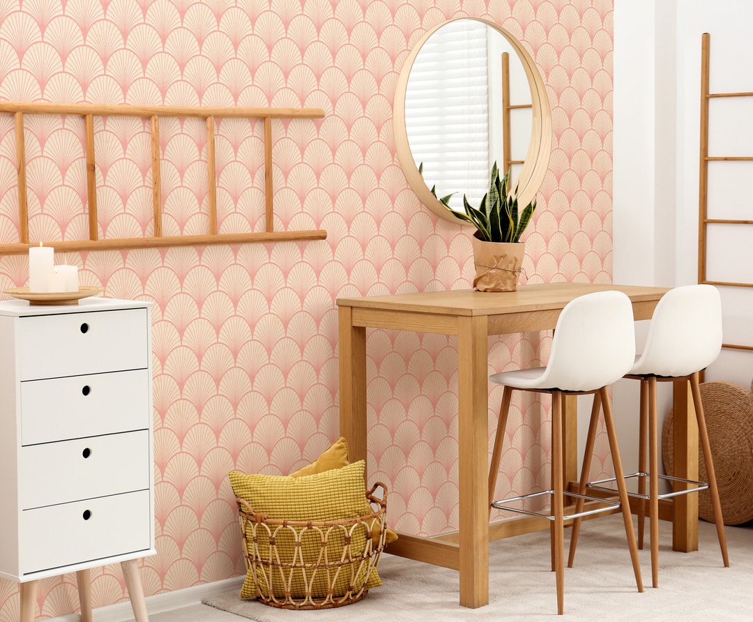 Powder Pink Ombre Pattern Wallpaper Peel and Stick Wallpaper / - Etsy