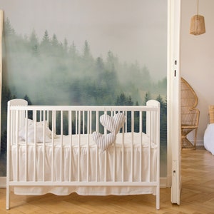 Woodland Mist Forest Landscape Wall Mural / Peel and Stick Self ...