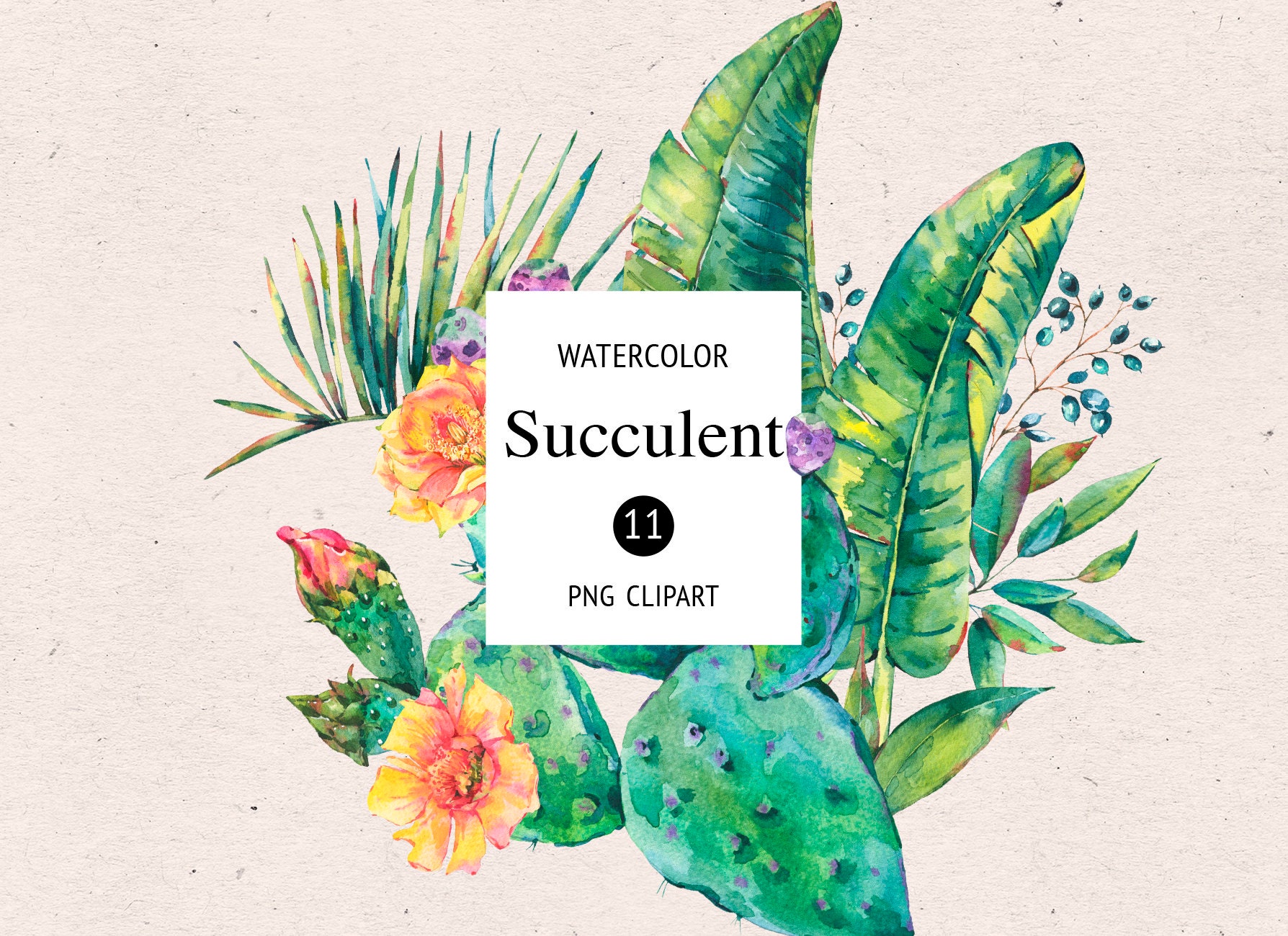 Succulent wreath watercolor clipart Floral boho wreath clipart Tropical ...